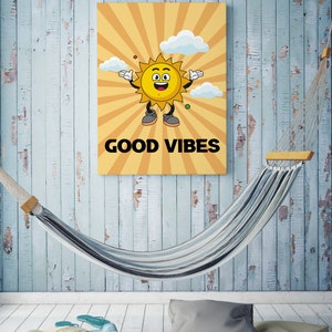 Good Vibes Poster, Retro Motivation Print Home Office, School Printable ...
