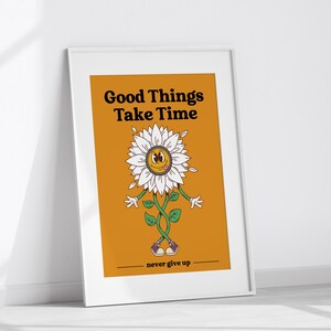 Groovy Poster, Retro Motivation Poster Home Office, Good Things Take ...