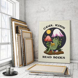 Cool Kids Read Books Motivation Poster, Frog Print Home Office, School ...