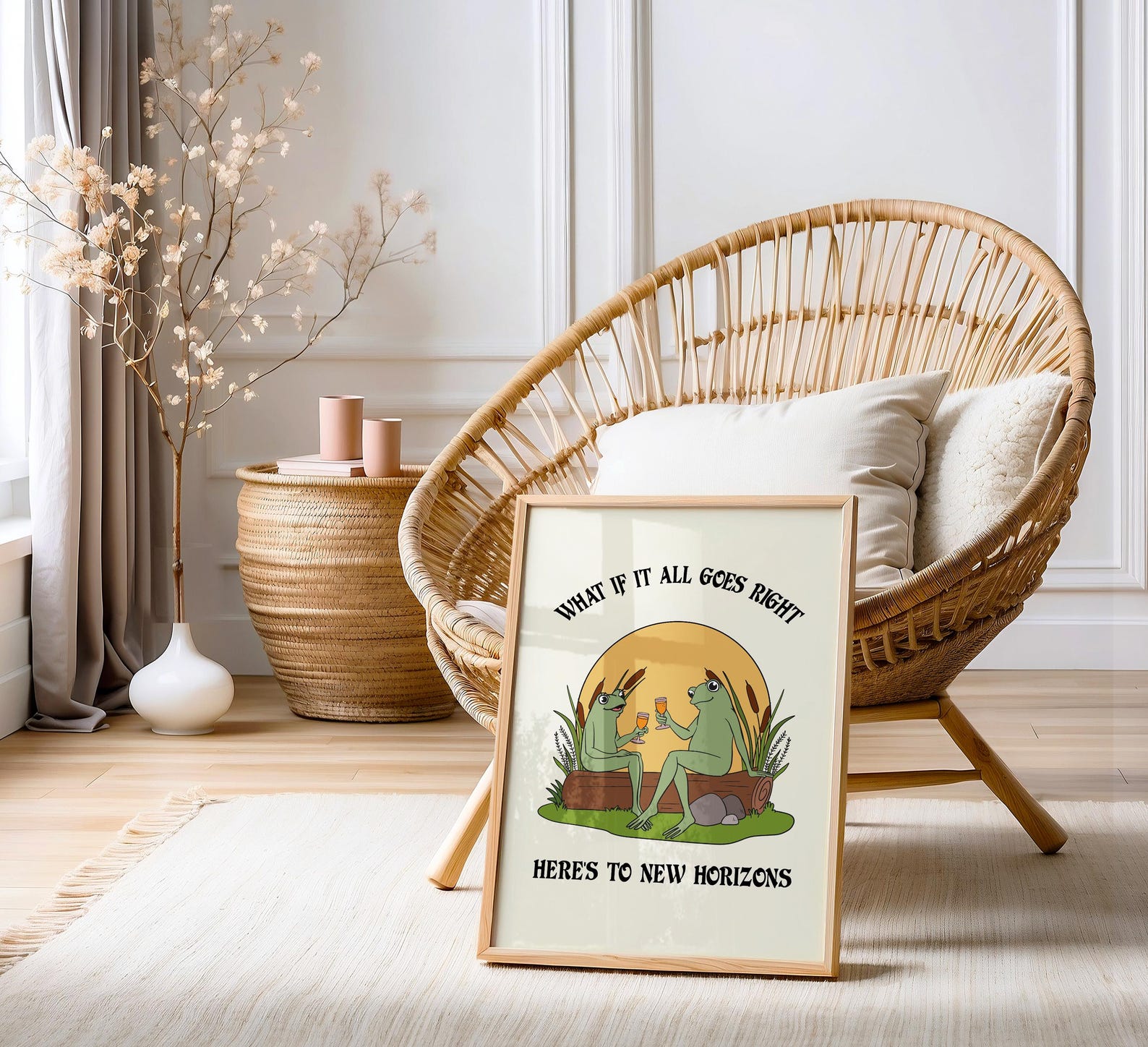What If It All Goes Right Poster, Frog Motivational Print Home Office ...