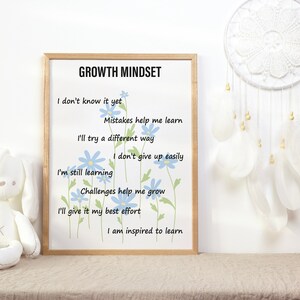 Growth Mindset Poster, Inspiration Poster Home Office, Kid and Baby ...