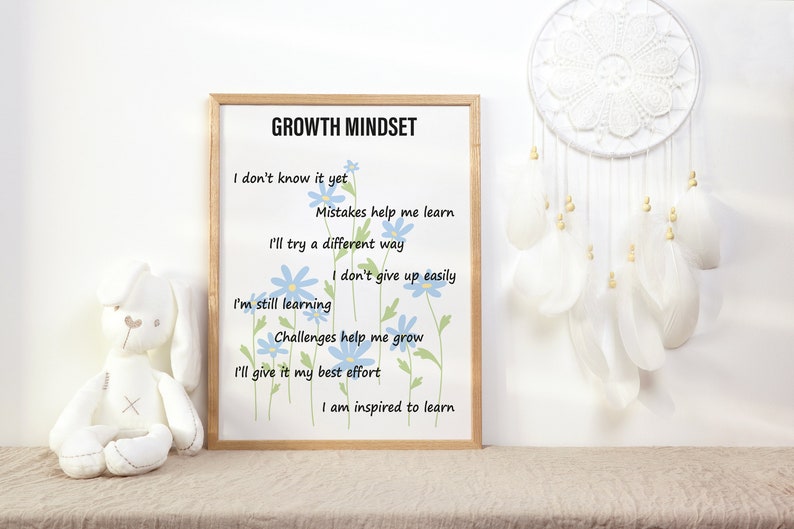 Growth Mindset Poster, Inspiration Poster Home Office, Kid and Baby ...