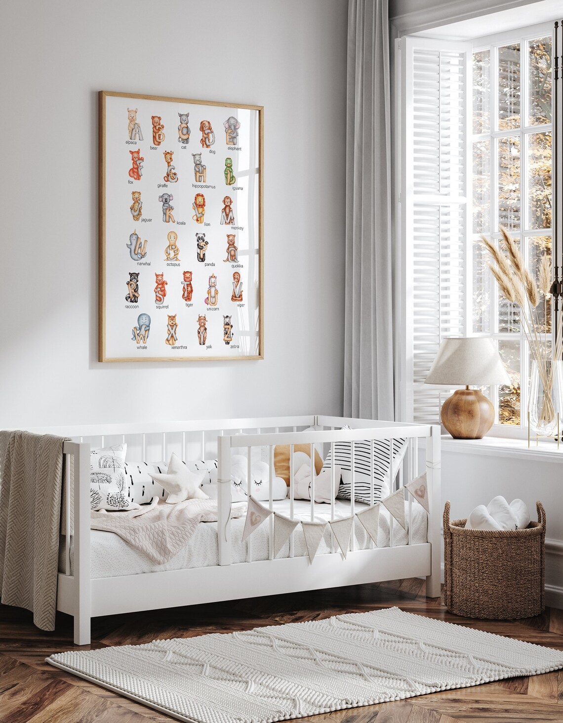 Animal English Alphabet, ABC Watercolor Poster, Children Educational ...