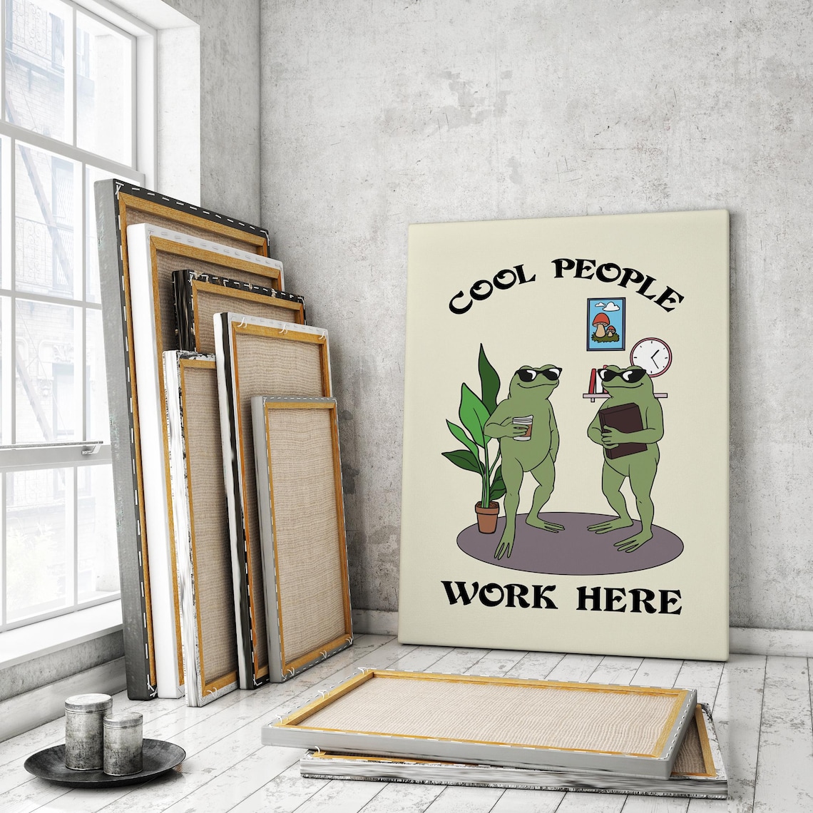 Cool People Work Here Frog Wall Art – Funny Office Decor, Whimsical ...