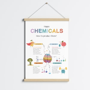Happy Chemicals Poster, Emotional Regulation Hormone, Therapy Office ...