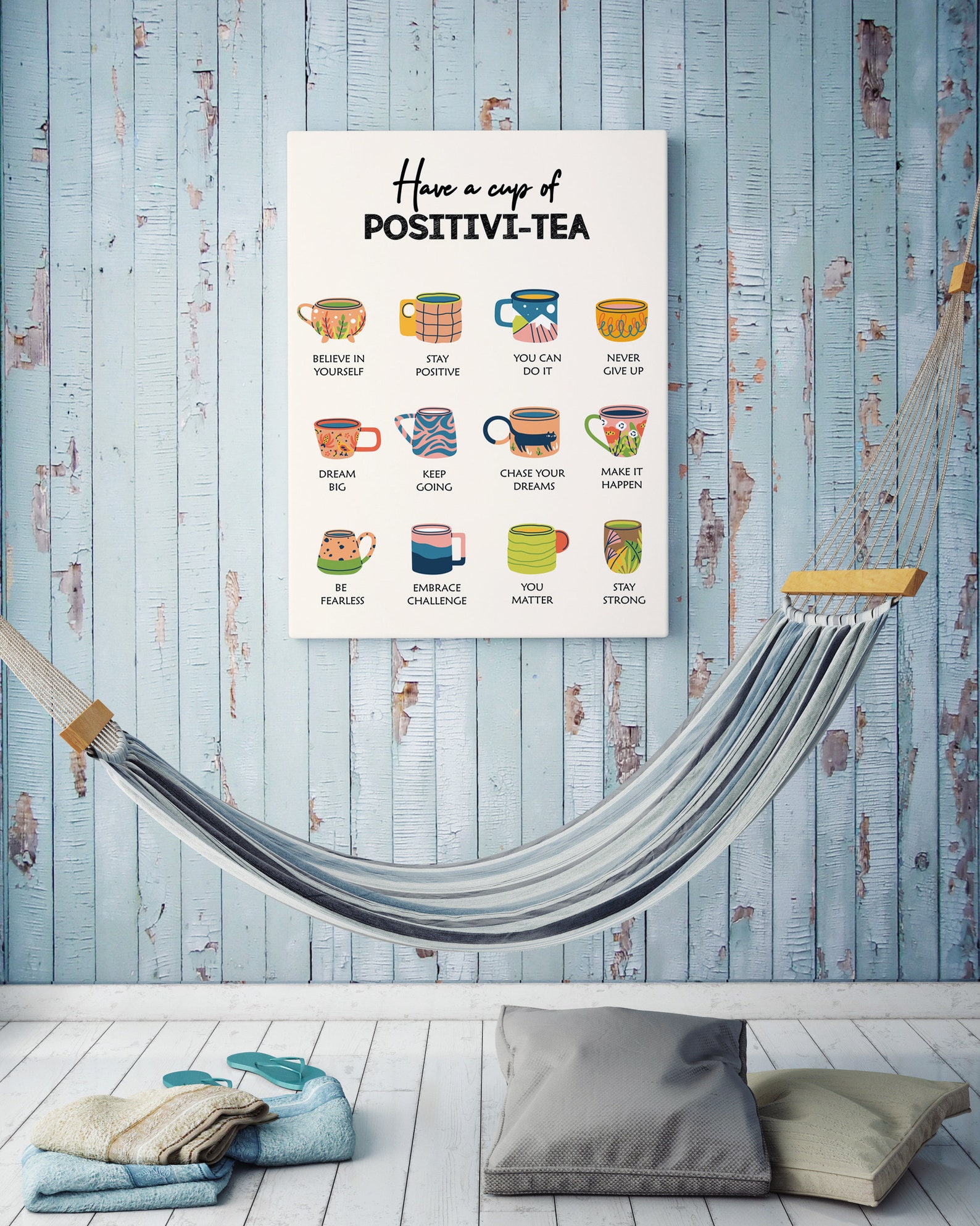 Have a Cup of Positivi-tea Poster, Motivation Quote Home Print ...
