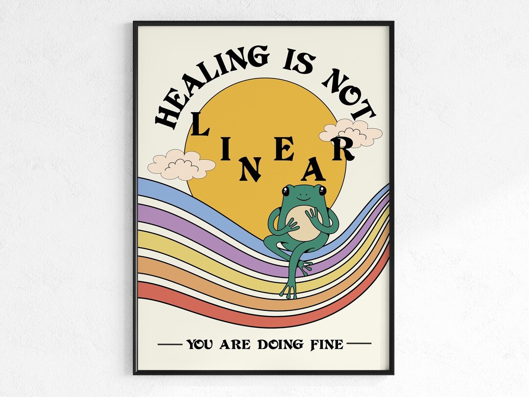 Healing Is Not Linear Poster, Retro Motivation Poster Home Office ...