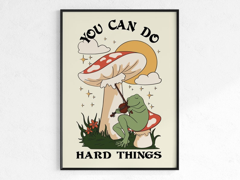 You Can Do Hard Things Motivation Poster, Retro Poster Home Office ...