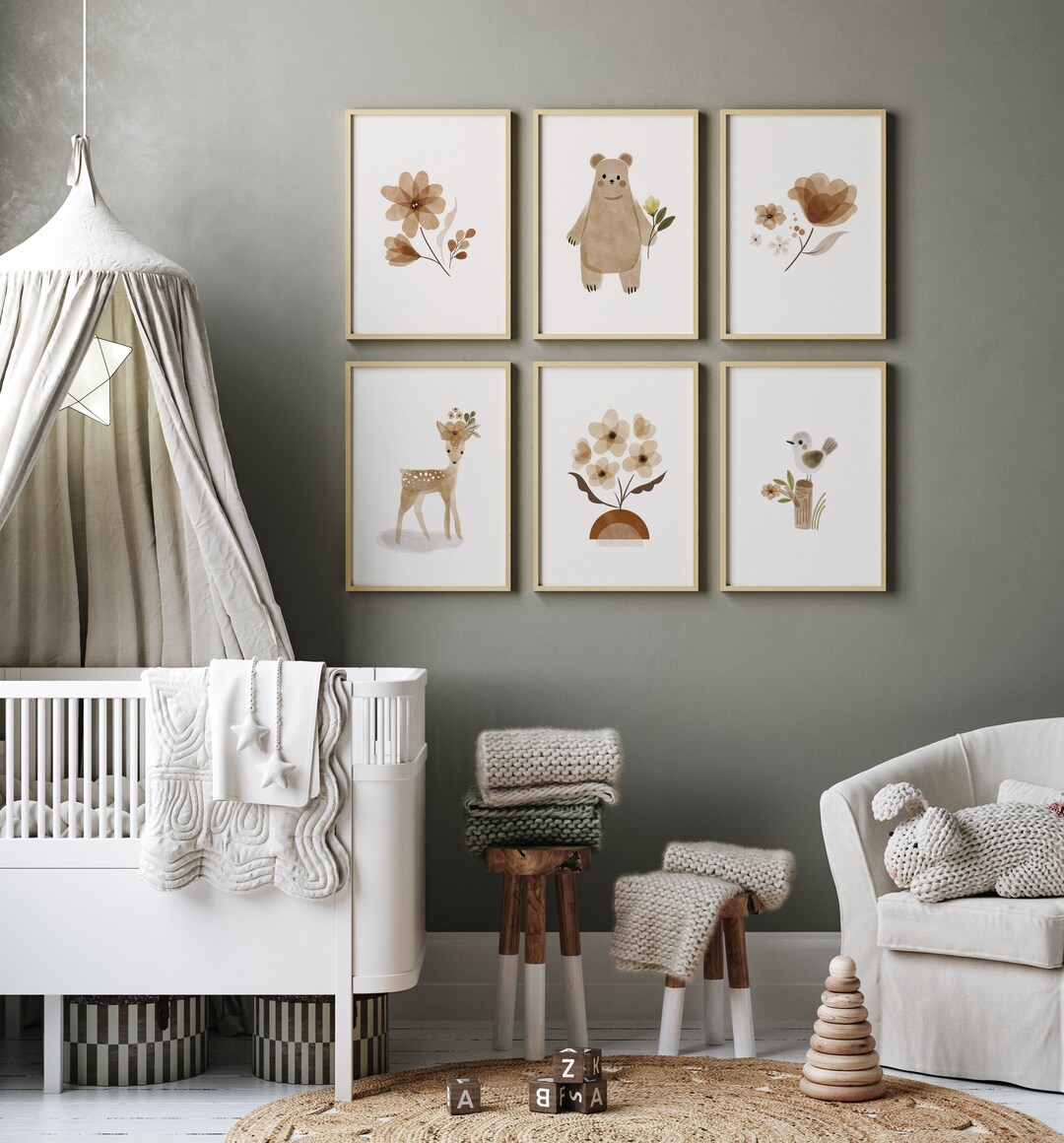 Set of 6 Boho Woodland Animal Posters for Nursery, Digital Download ...