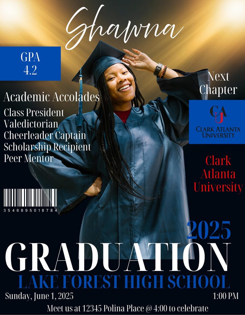 Editable Graduation Announcement Template, Graduation Template, Canva ...