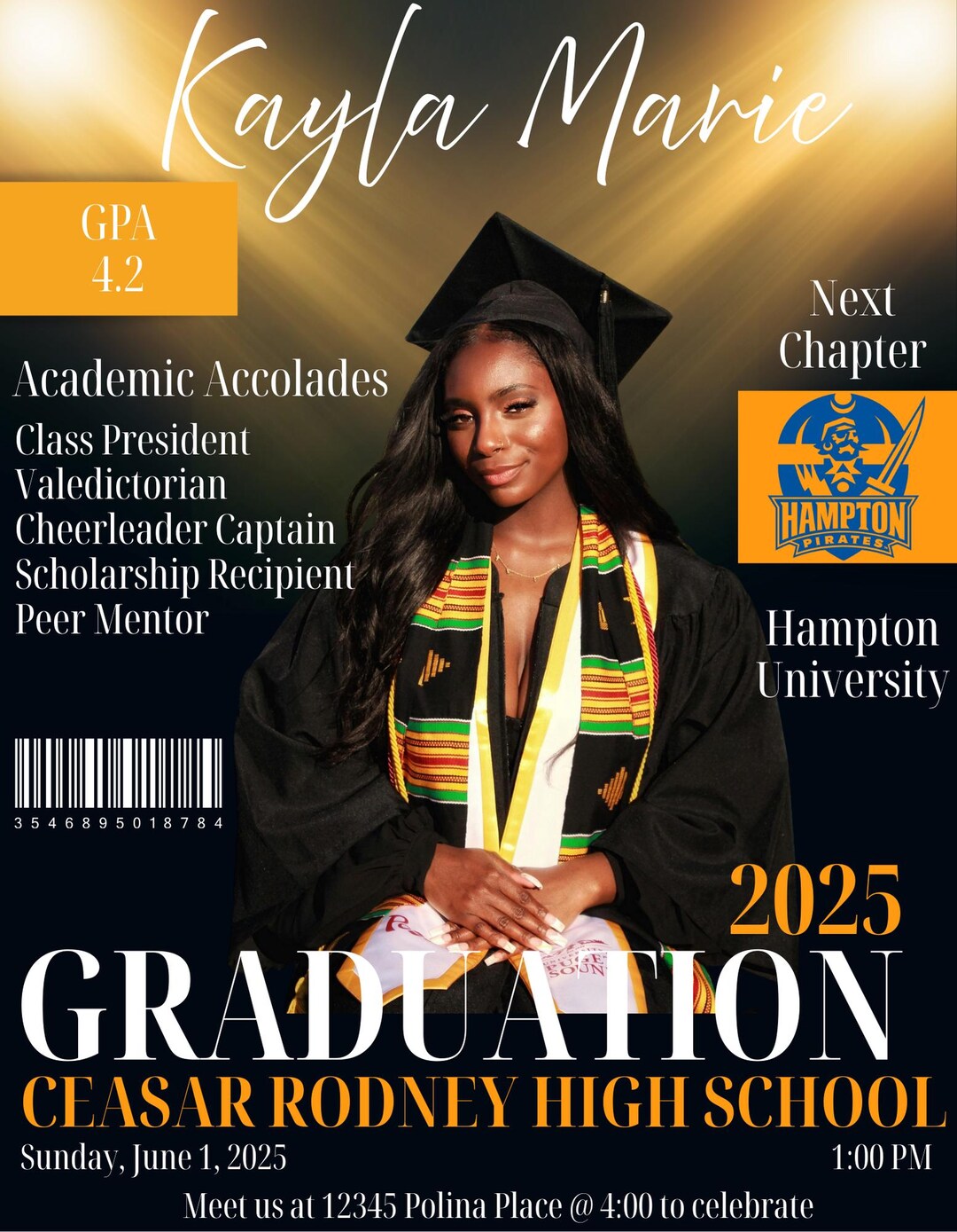 Editable Graduation Announcement Template, Graduation Template, Canva ...