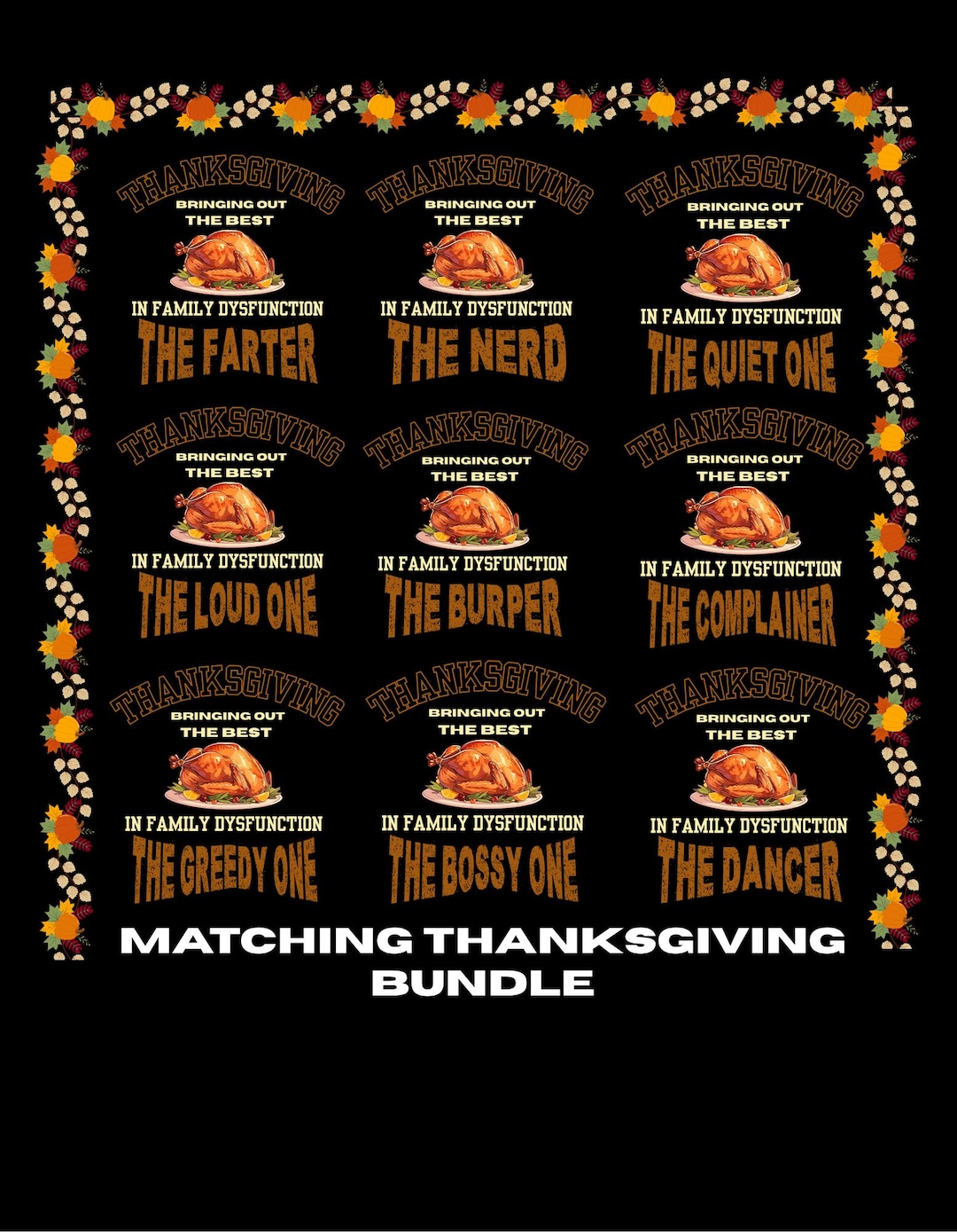 21 Funny Thanksgiving Bundle, Matching Family Shirts for Thanksgiving ...