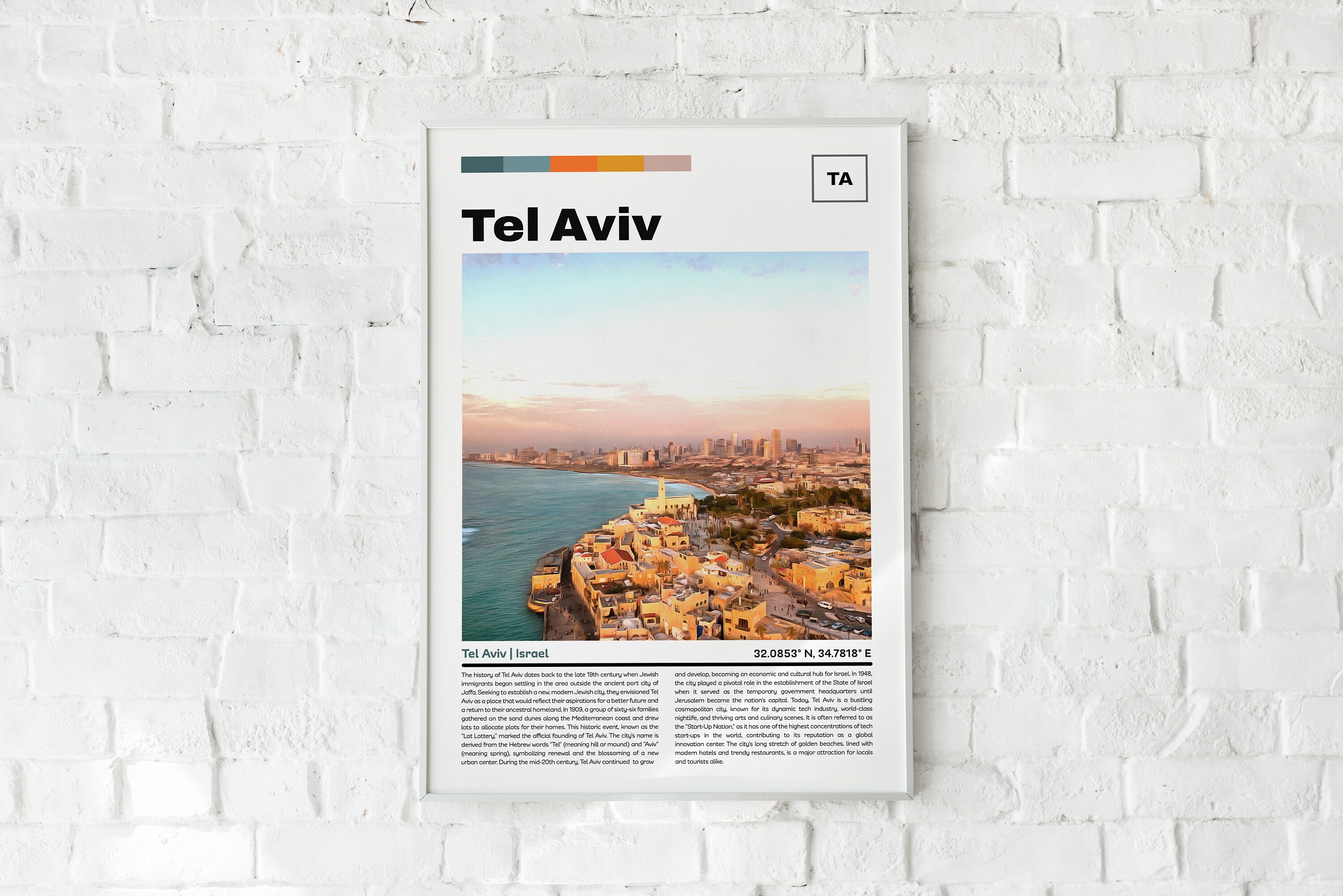 Tel Aviv Print, Vintage Poster, Tel Aviv Wall Art, Tel Aviv Poster, Tel ...