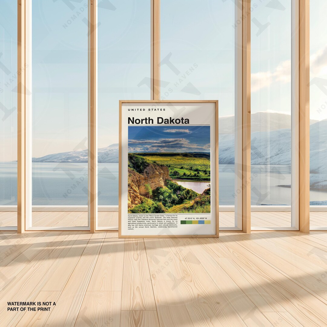 North Dakota Travel Poster, North Dakota Print, North Dakota Wall Art ...