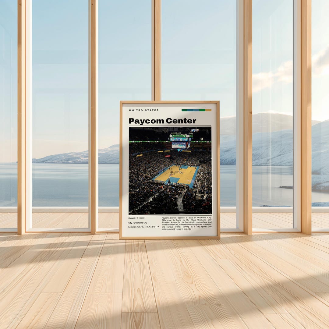 Paycom Center Art, Basketball Stadium Art, Paycom Print, Basketball ...