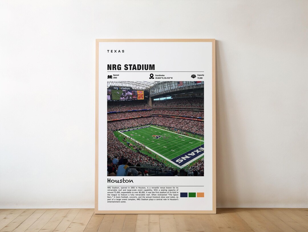 NRG Stadium Print – Texas Poster, Houston Views, Stadium Art, Bayou ...