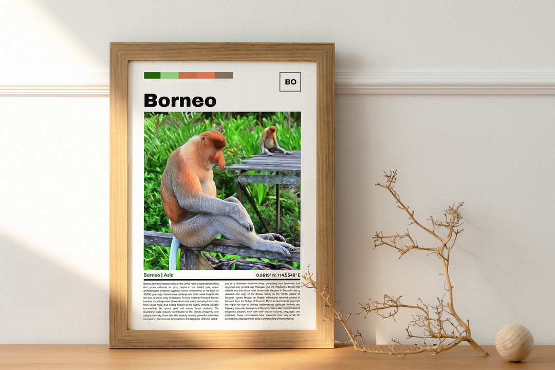 Borneo Poster Colorful Print, Borneo Wall Art, Borneo Photo, Borneo ...