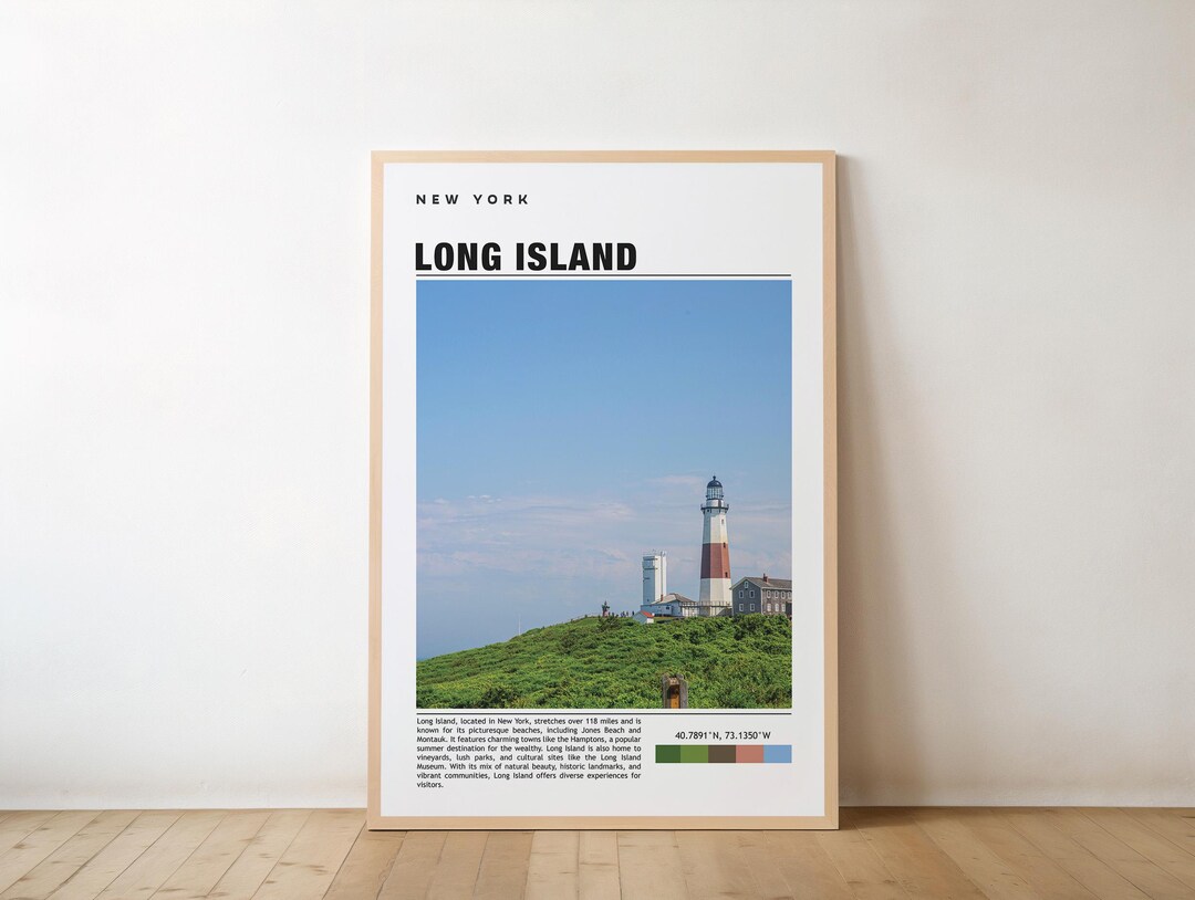 Long Island Poster: Vintage Style, Beaches and Vineyards - Digital ...