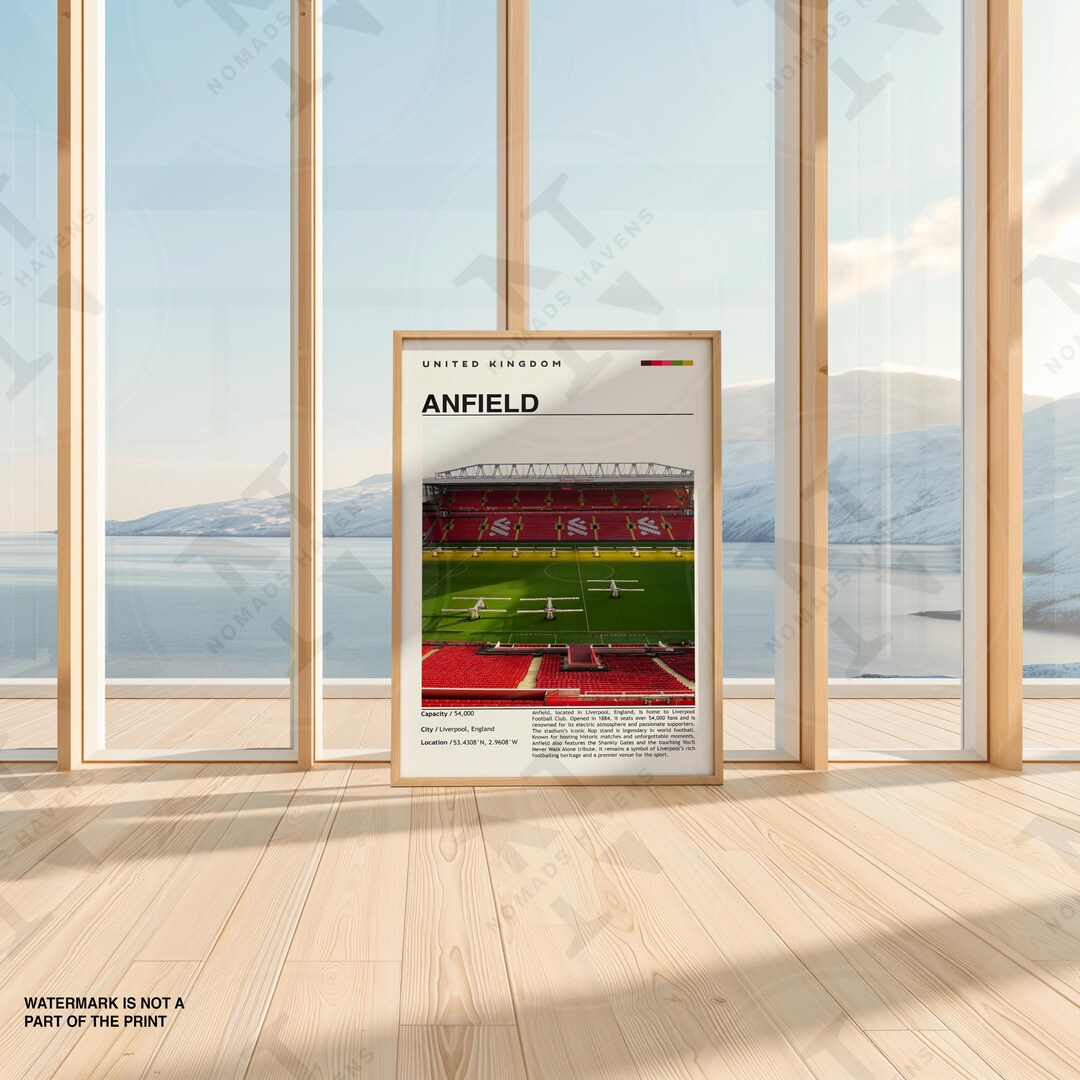 Anfield Stadium Art, Football Stadium Art, Anfield Print, Football Wall ...