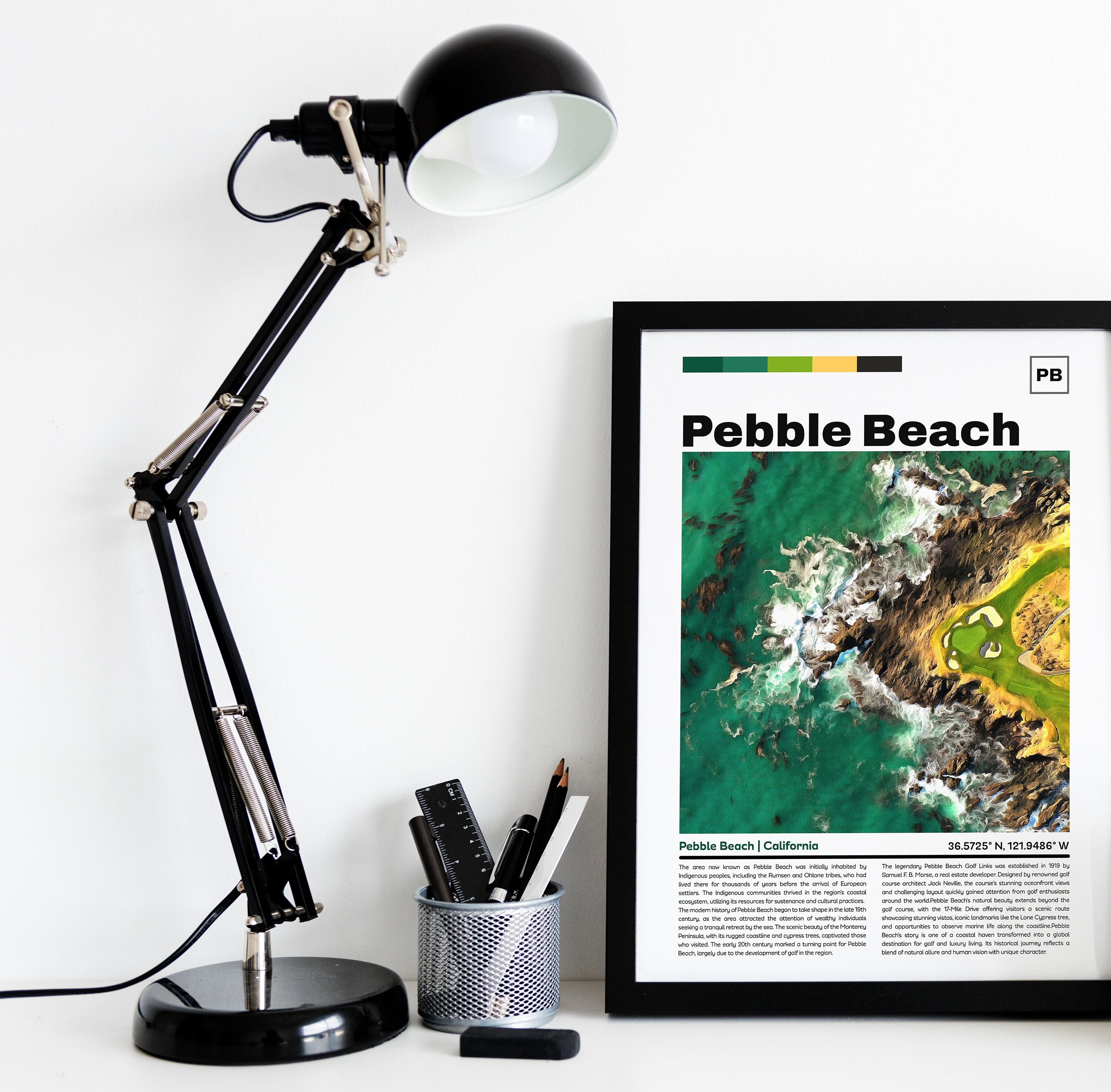 Pebble Beach Print, Pebble Beach Poster, Pebble Beach Art, Pebble Beach ...