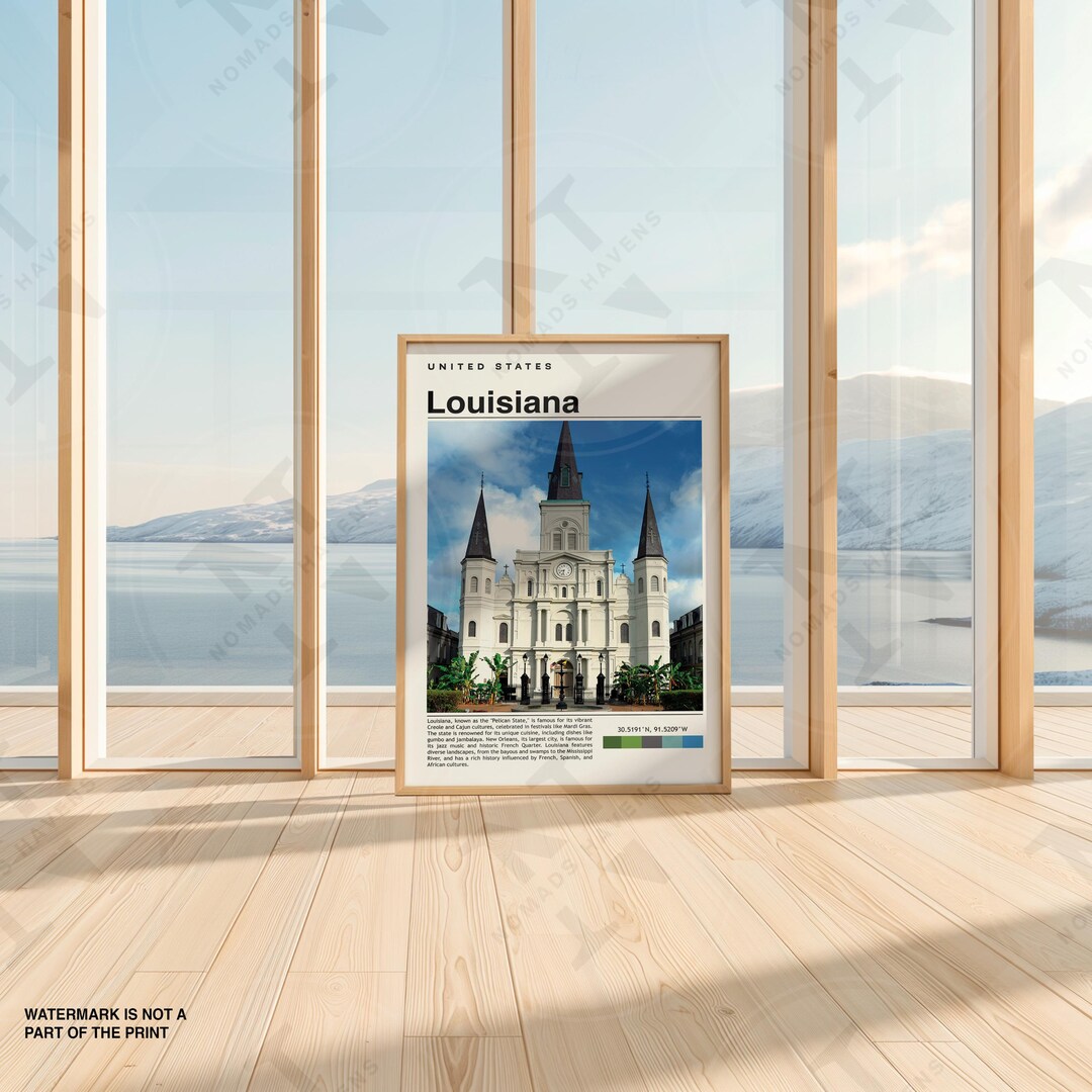 Louisiana Print, Louisiana Poster, Louisiana Wall Art, Louisiana Travel ...