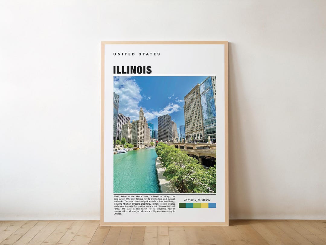 Illinois Print, Illinois Poster, Illinois Wall Art, Illinois Travel ...