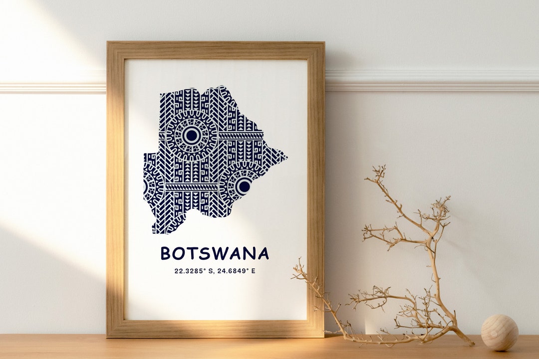 Botswana Map Print, Botswana Poster, Botswana Wall Art, Botswana Travel ...