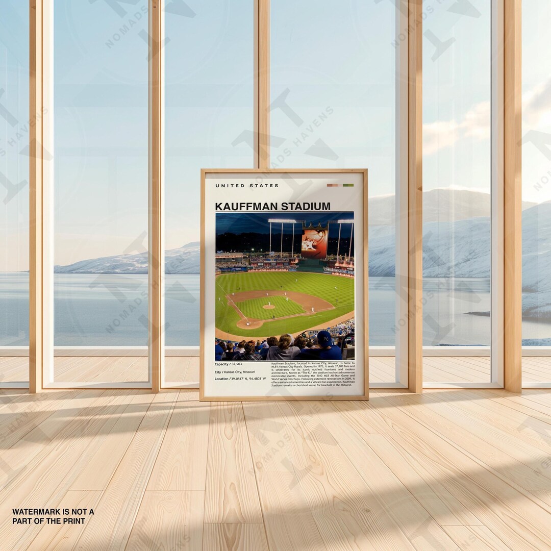 Kauffman Stadium Print, Kauffman Stadium Wall Art, Kauffman Stadium ...