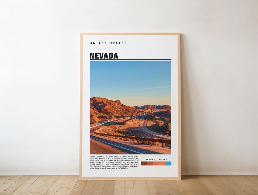 Nevada Print, Nevada Poster, Nevada Wall Art, Nevada Travel, Nevada Art ...