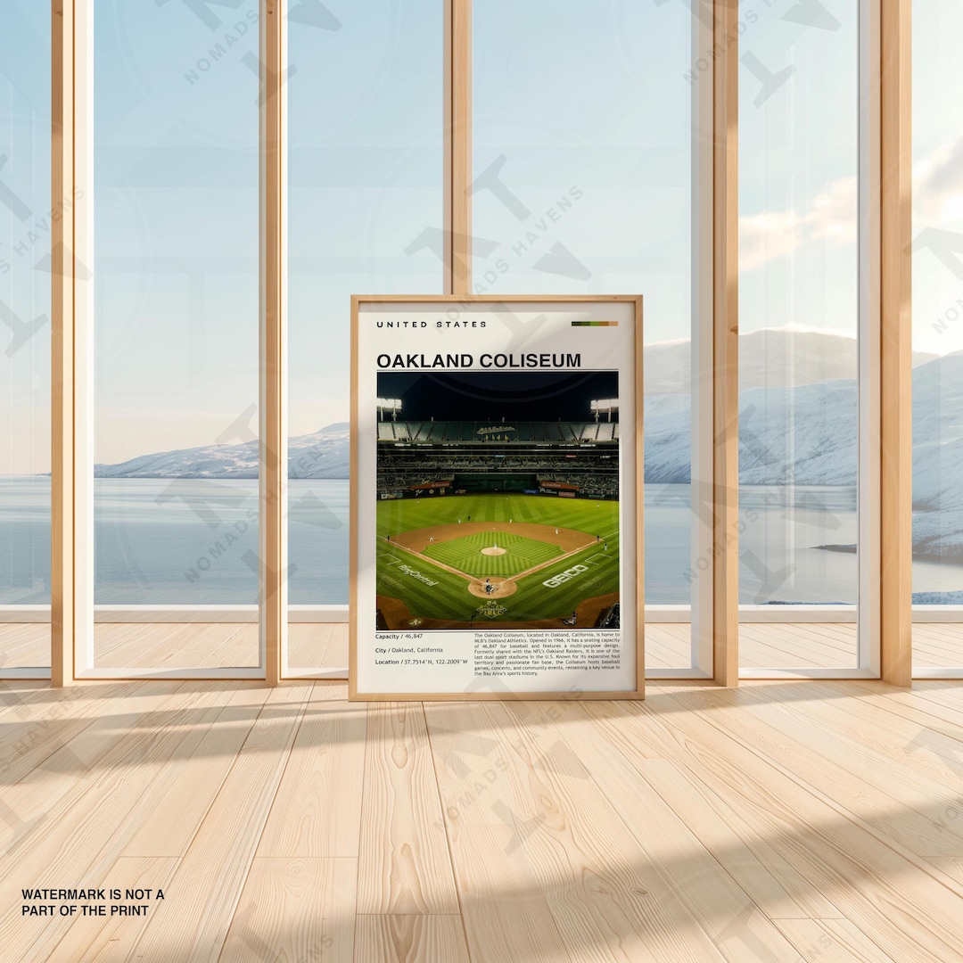 Oakland Coliseum Print, Oakland Coliseum Poster, Oakland Coliseum Wall ...