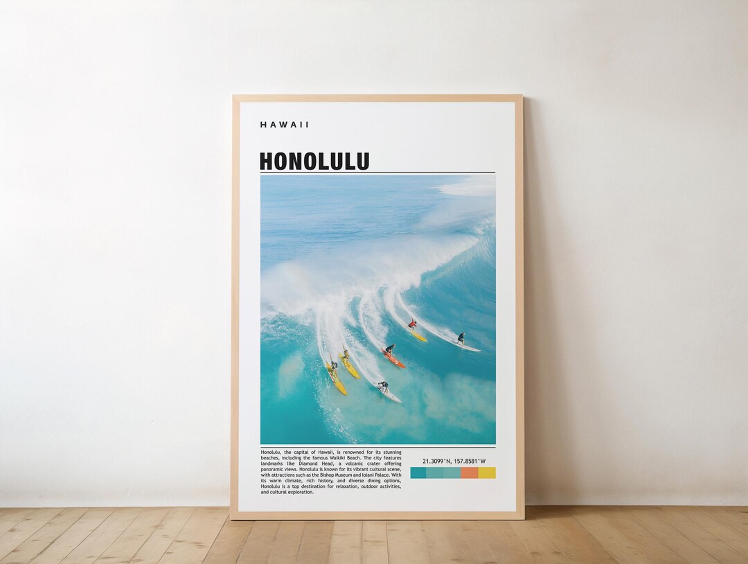 Honolulu Travel Poster, Honolulu Print, Honolulu Wall Art, Honolulu ...