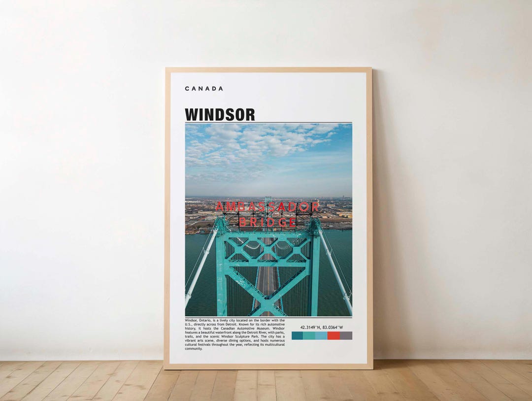 Windsor Print - Travel Poster, Canadian Art, Scenic River Views ...