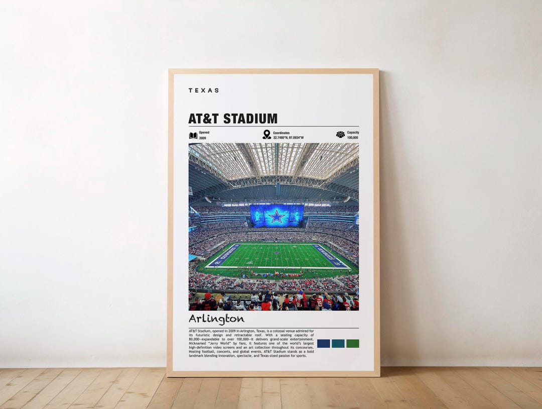 AT&T Stadium Print - Texas Poster, Stadium Views, Stadium Art, Texas ...