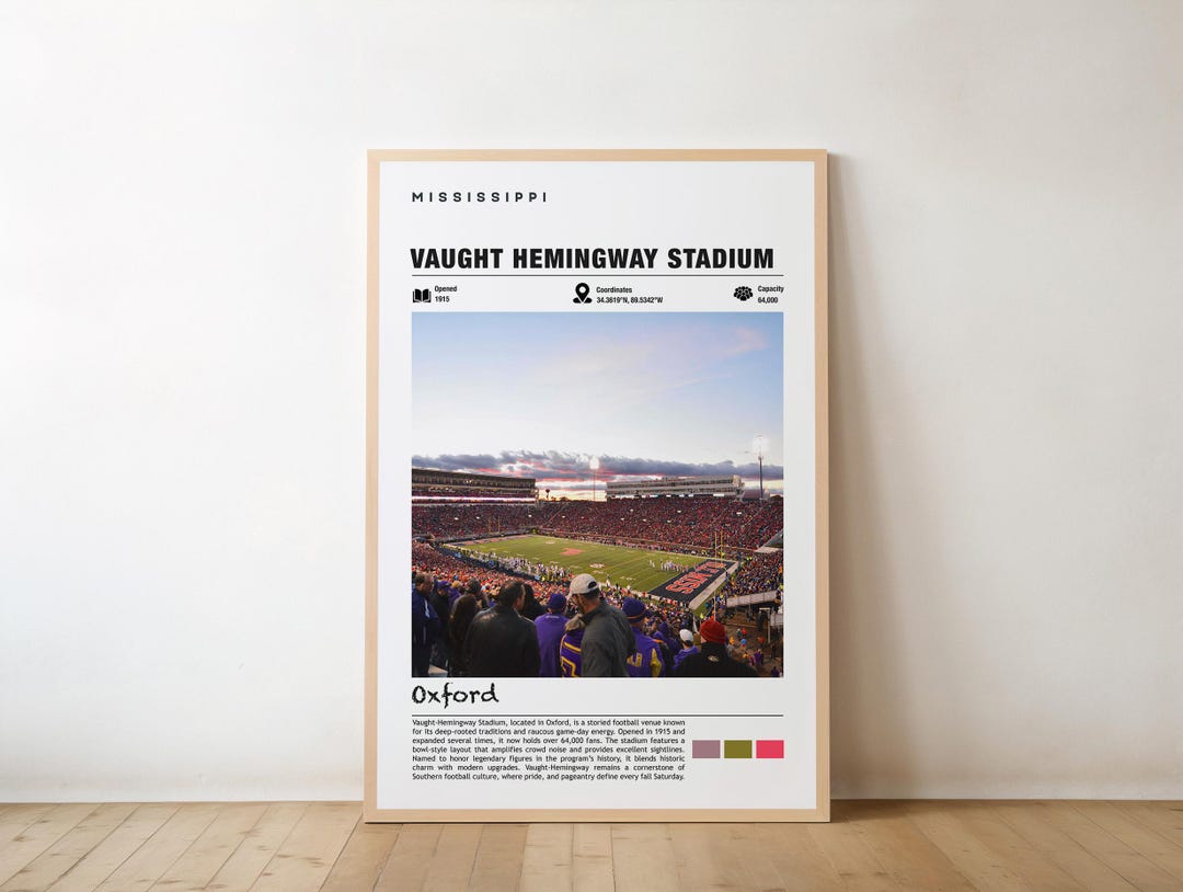 Vaught-hemingway Stadium Print – Mississippi Poster, Oxford Views ...