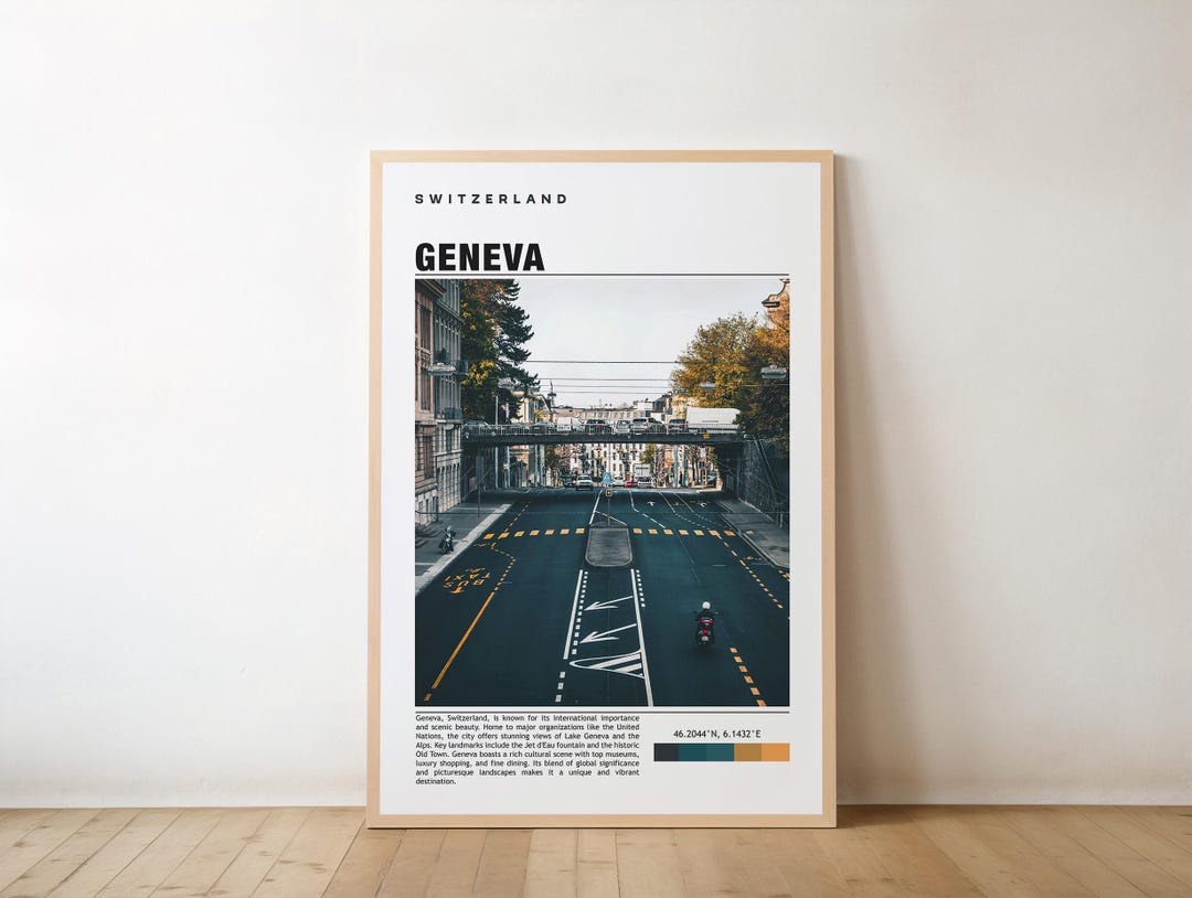 Geneva Poster - Swiss Lakeside Views With Alpine Backdrop - Etsy
