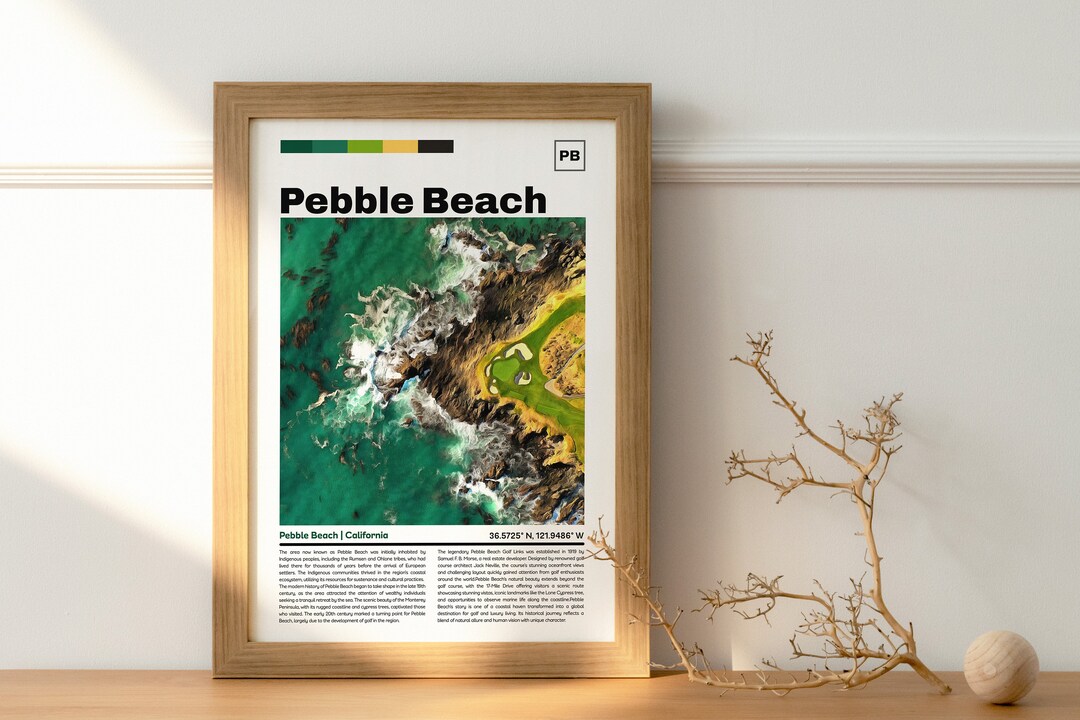 Pebble Beach Print, Pebble Beach Poster, Pebble Beach Art, Pebble Beach ...