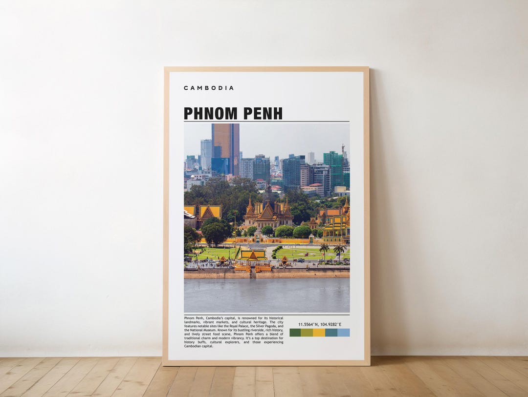 Phnom Penh Art Print: Colorful Streets and Historic Landmarks - Digital ...