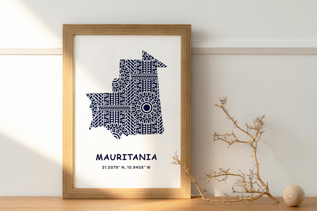 Mauritania Map Print, Mauritania Art, Mauritania Poster, Mauritania ...