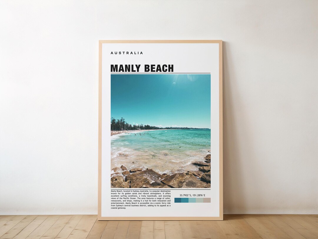 Manly Beach Print: Coastal Australia Poster With Ocean View - Etsy