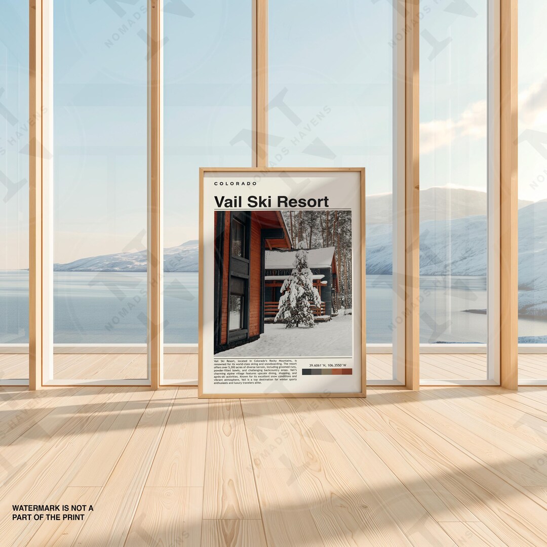 Vail Colorado Ski Resort Poster, Rocky Mountains, Vail Print, Vail Art ...