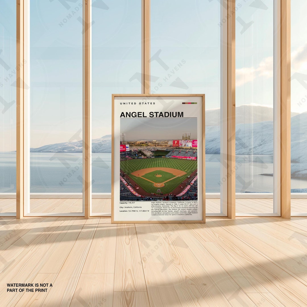 Angel Stadium Art, Baseball Stadium Art, Angel Print, Baseball Wall Art ...