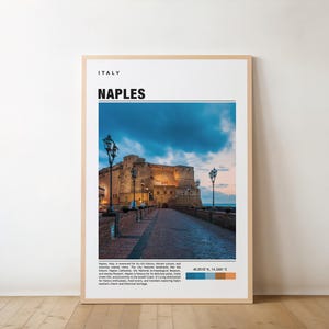 Naples Travel Print: Coastal Cityscape With Mount Vesuvius View - Etsy
