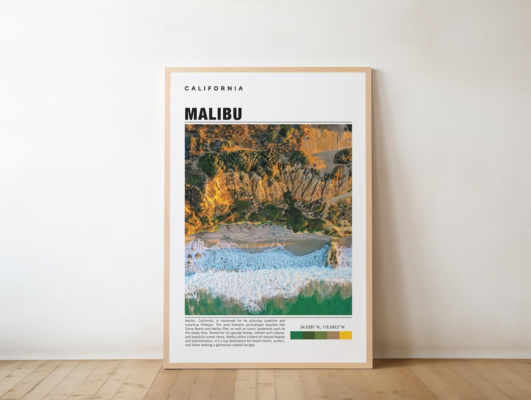 Malibu Print, Malibu Poster, Malibu Wall Art, Malibu Travel, Malibu Art ...