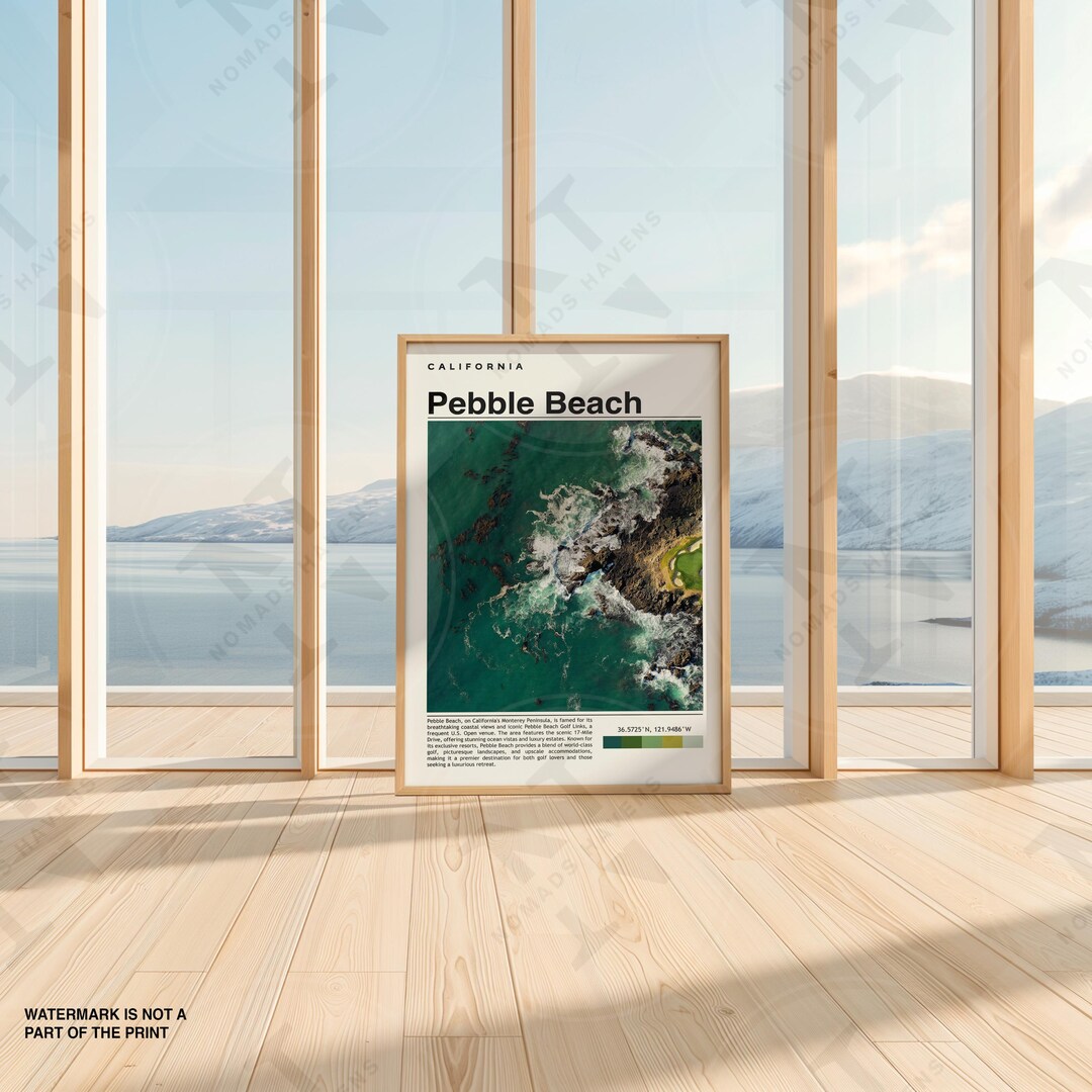 Pebble Beach Print, Pebble Beach Poster, Pebble Beach Art, Pebble Beach ...