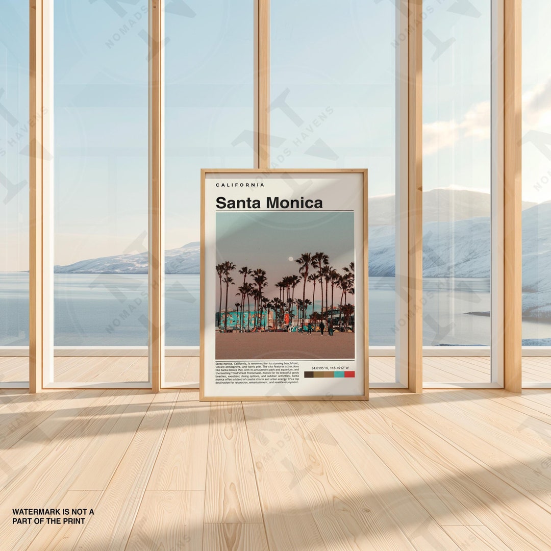 Santa Monica Print, Vintage Poster, Santa Monica Art, Santa Monica ...