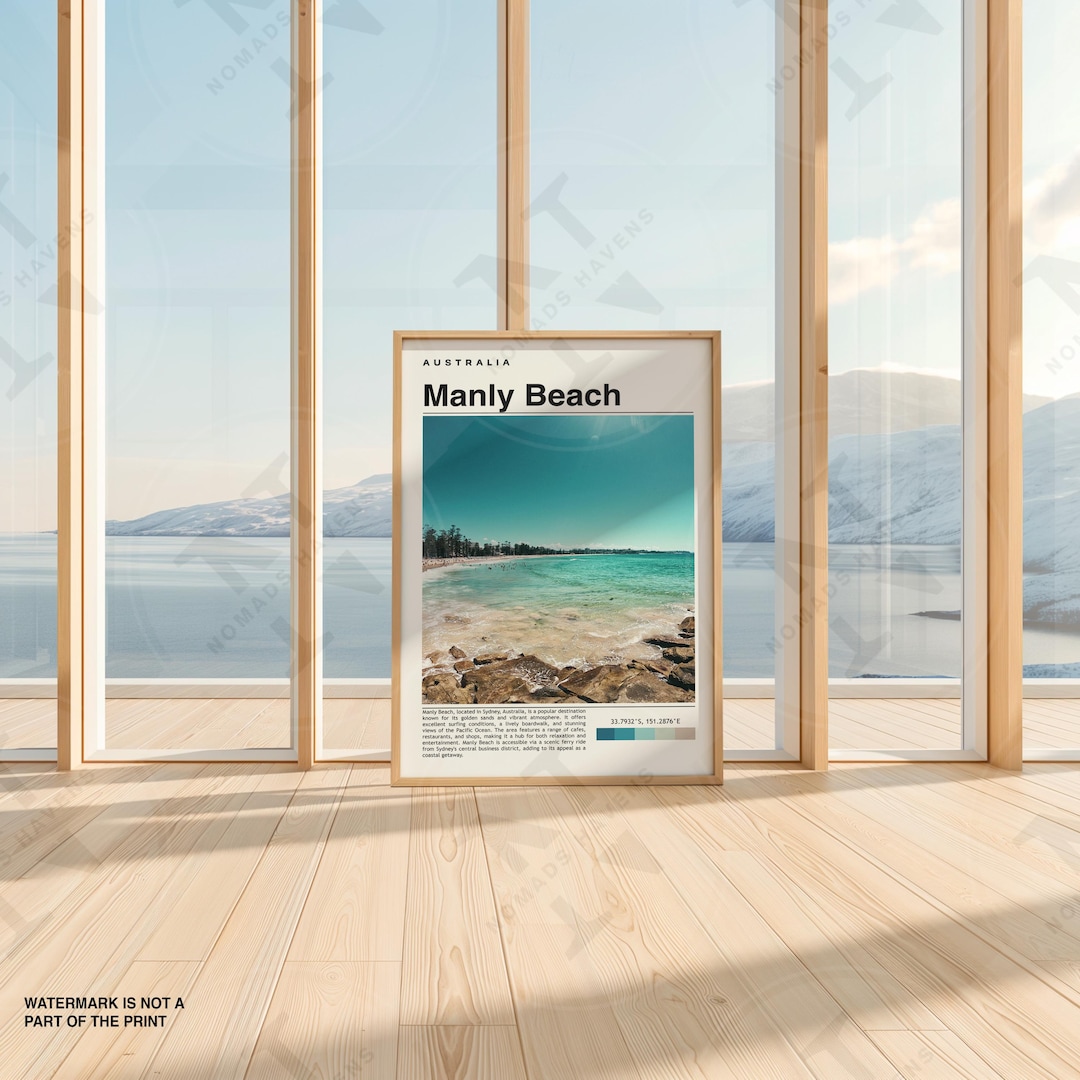 Manly Beach Print - Australia Poster, Travel Wall Art, Coastal Print ...