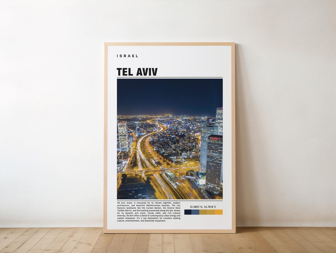Tel Aviv Wall Art Print: Vintage Coastal Skyline - Digital Download - Etsy