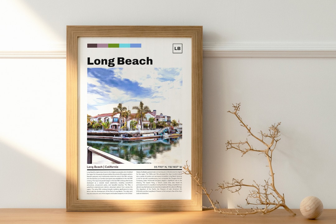 Long Beach Print, Long Beach Poster, Long Beach Wall Art, Long Beach ...