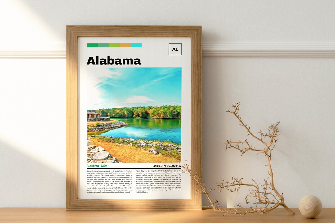 Alabama Print Alabama Poster Alabama Wall Art Alabama - Etsy