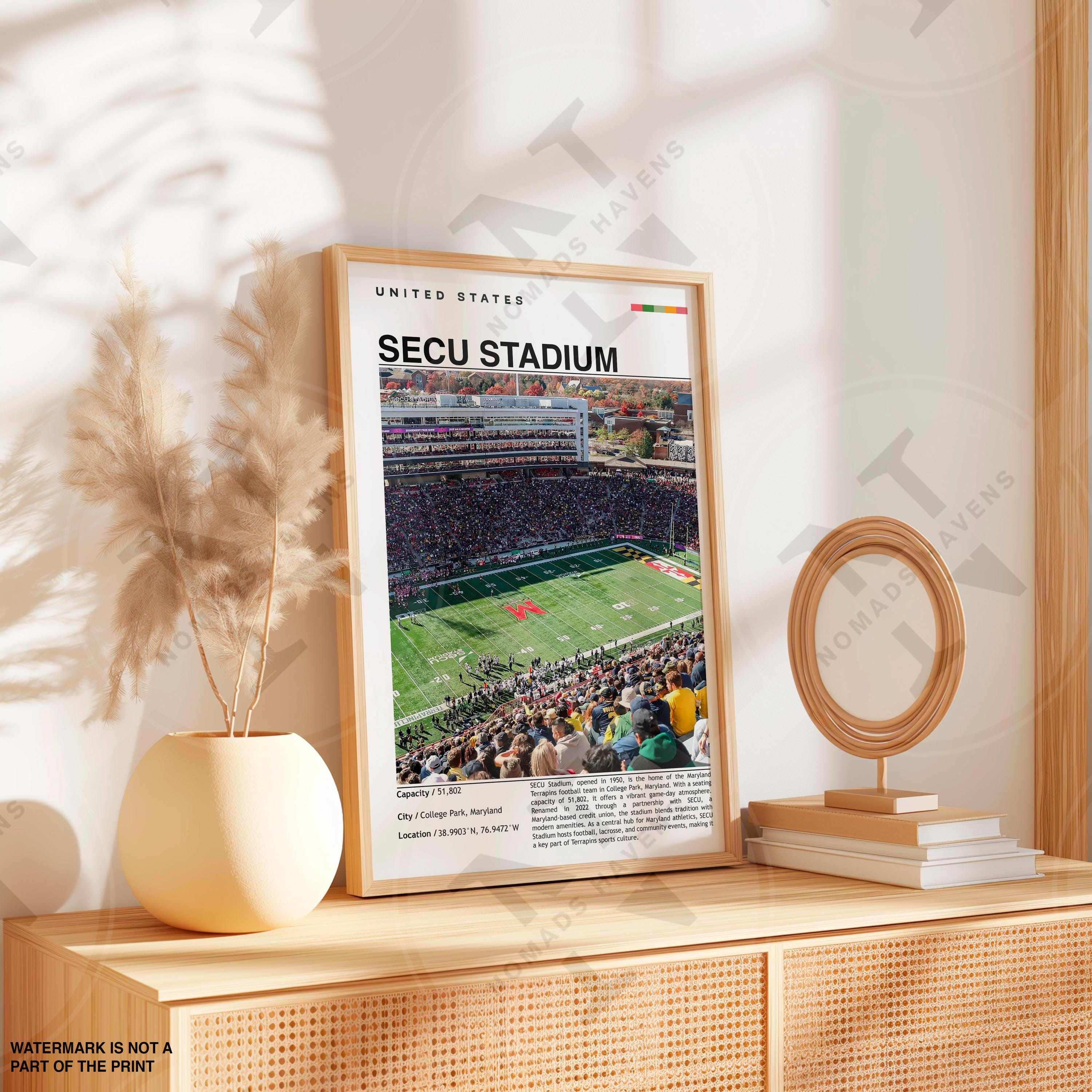 SECU Stadium, Stadium Art, Sports Poster, Football Field, College Venue ...